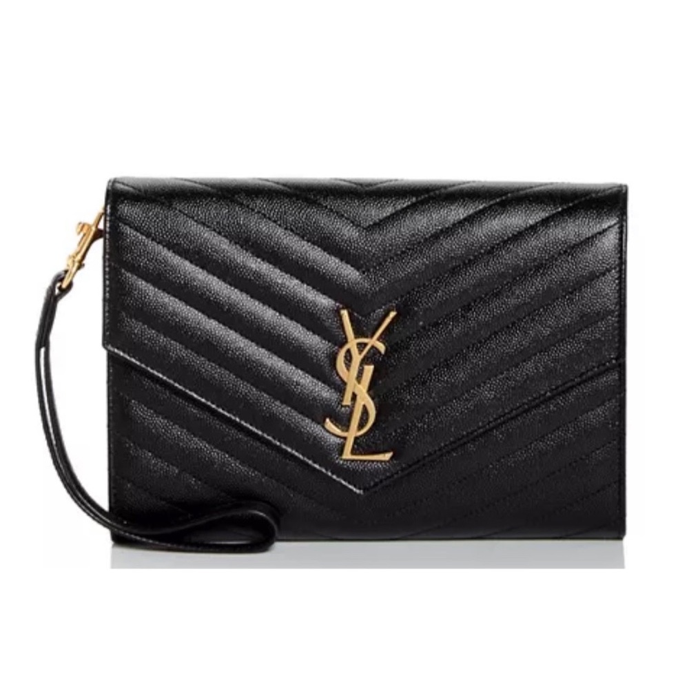 Saint Laurent Monogram Quilted Leather Clutch